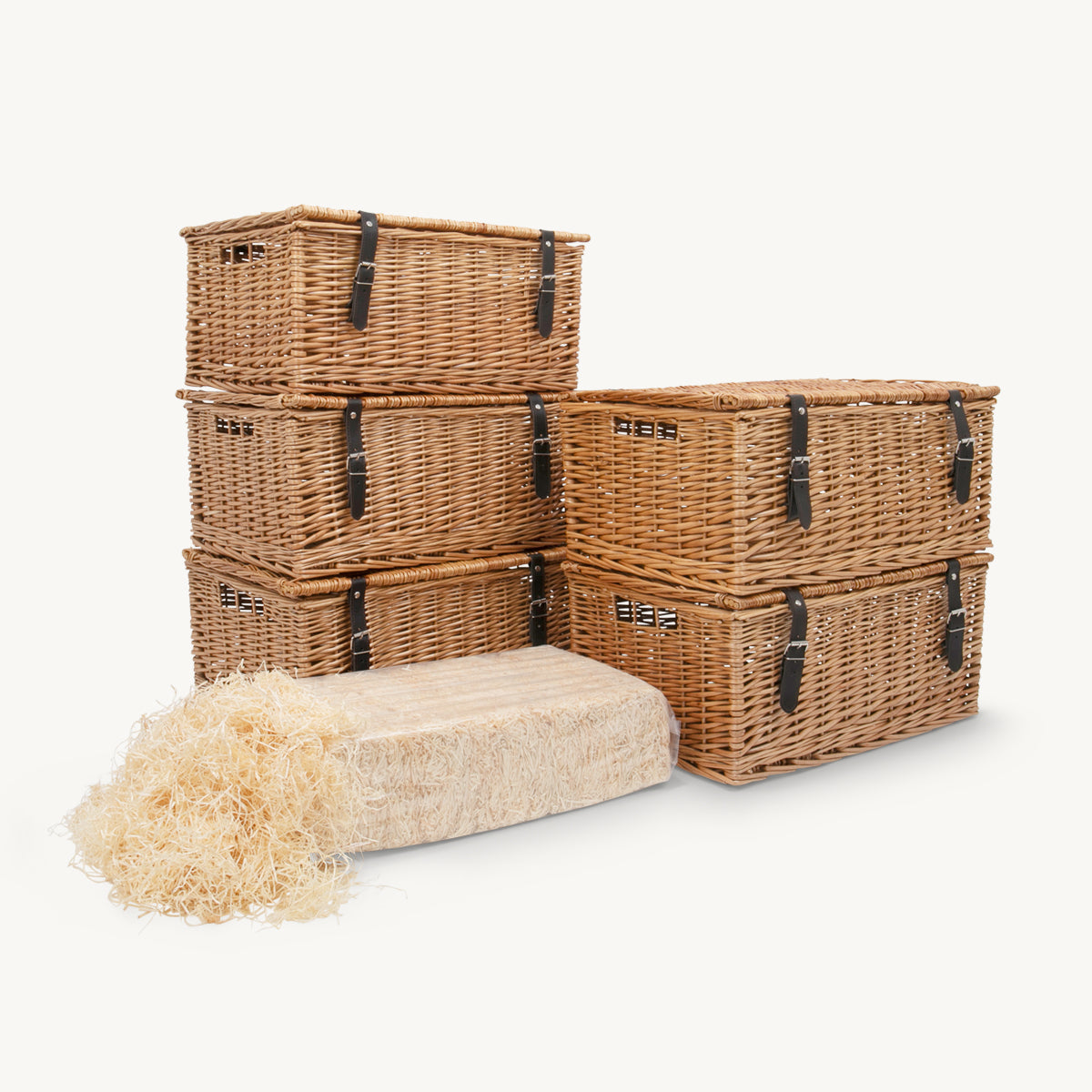 5 x 20 inch wicker hamper & wood wool | WBC