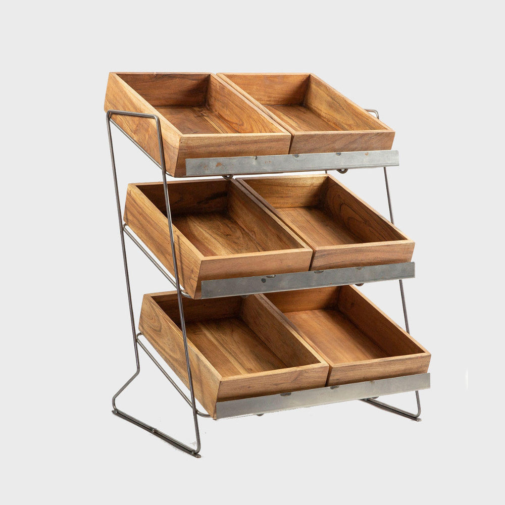 Railton Tiered Display Units with Small Acacia Wood Trays