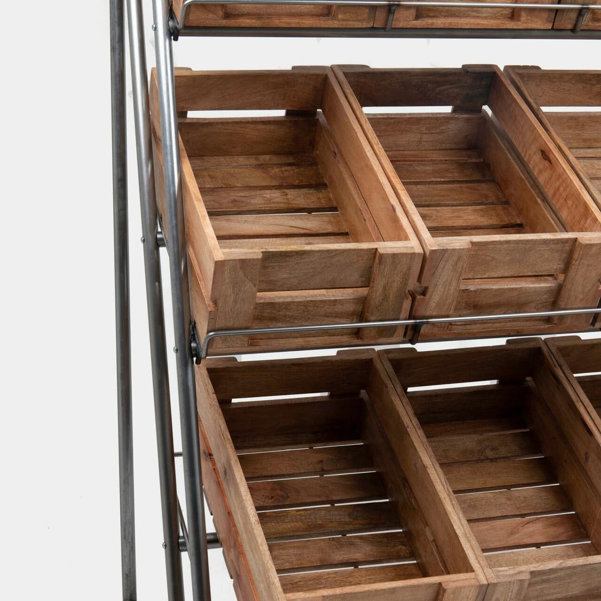 3 Shelf Retail Display Stand With Wooden Crates | WBC