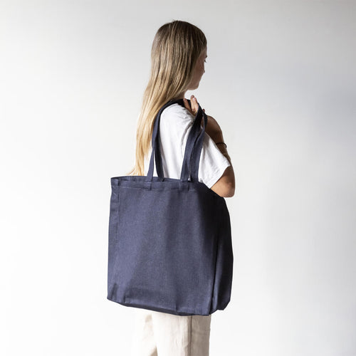 Large Blue Denim Bag with Gusset | WBC